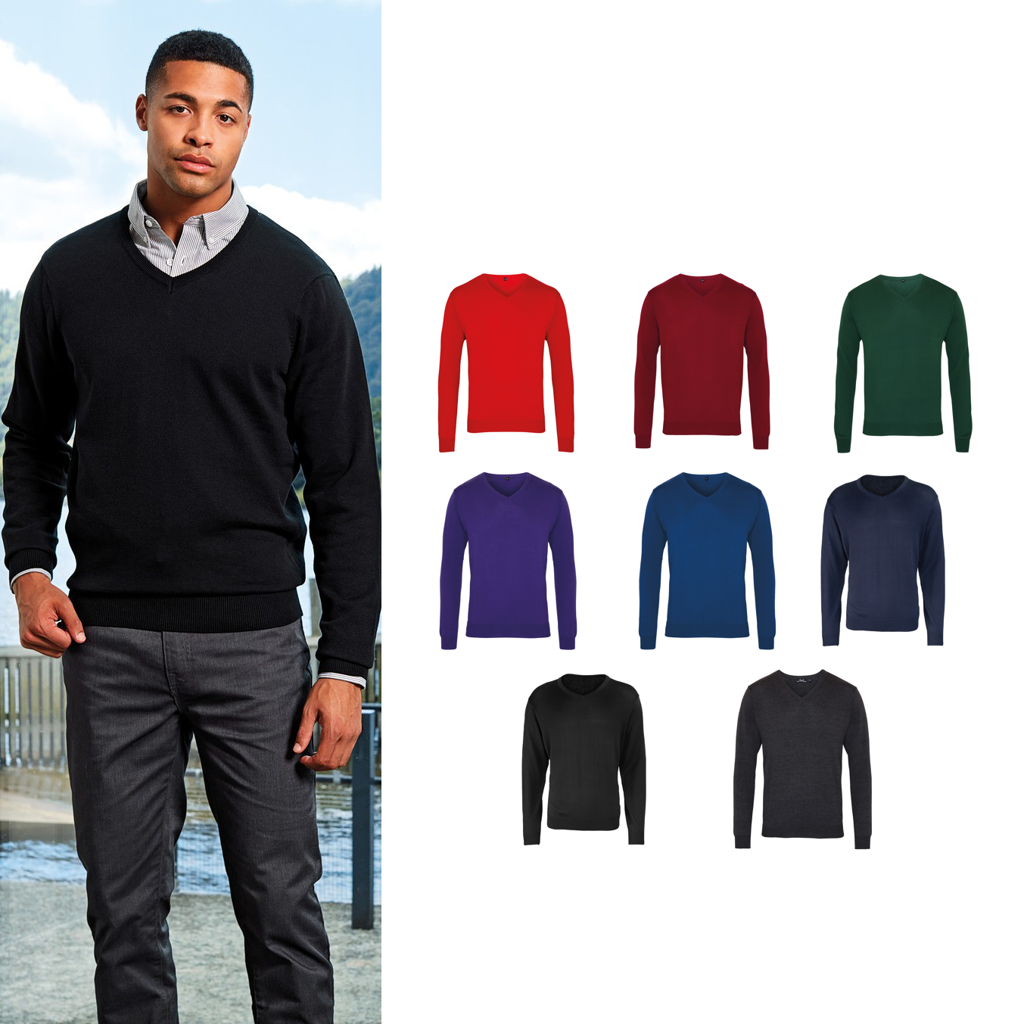Premier Men's V-Neck Knitted Sweater (PR694) - Unisex Casual Formal ...