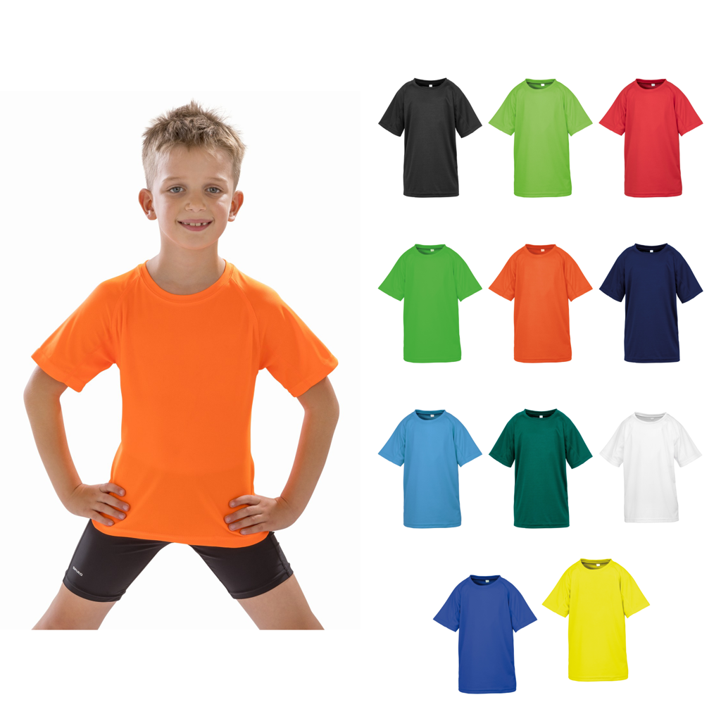 Spiro Junior Performance Aircool Tee S287J - Kids Short Sleeve Round ...